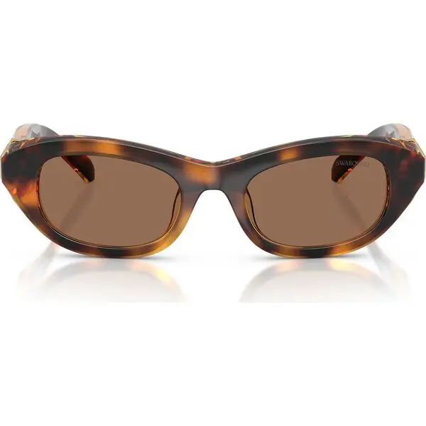 SWAROVSKI 50mm Small Pillow Sunglasses - Havana / Dark Brown