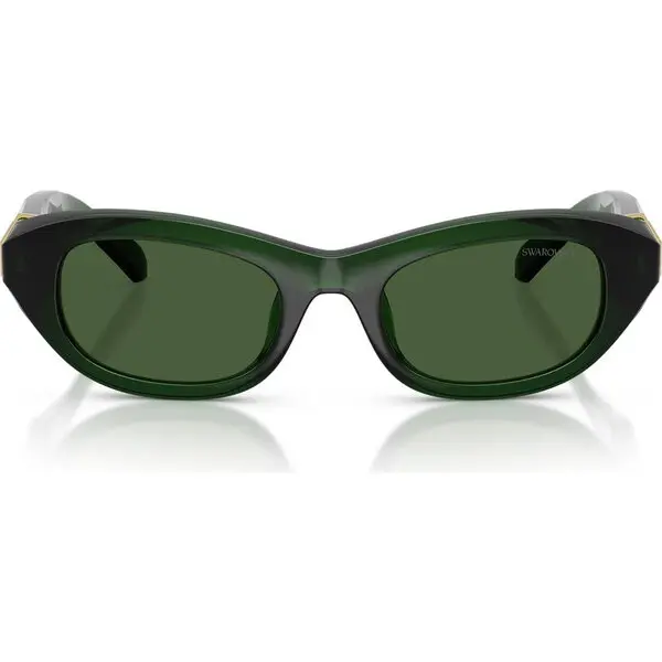 SWAROVSKI 50mm Small Pillow Sunglasses - Milky Dark Green / Dark Green