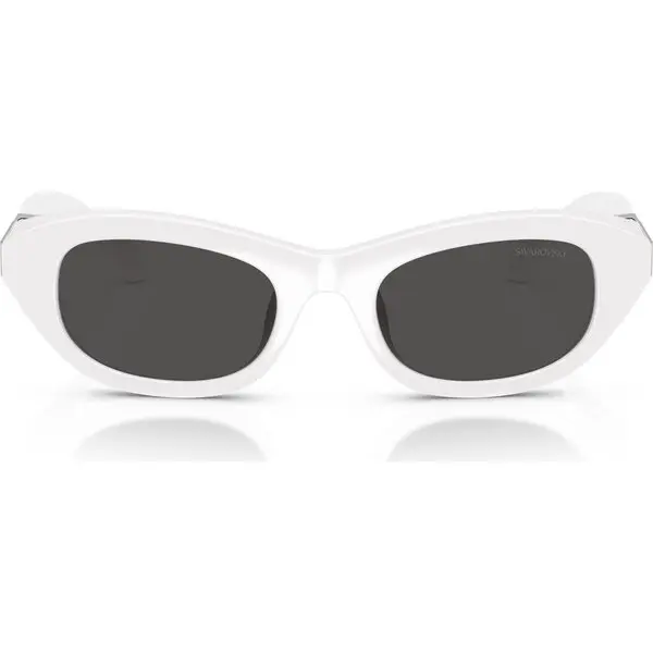 SWAROVSKI 50mm Small Pillow Sunglasses - White/dark Grey