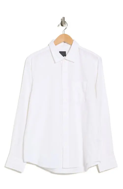 14TH & UNION Solid Linen Blend Button-up Shirt - White