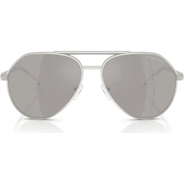 Michael Kors 60mm Pilot Sunglasses - Matte Silver / Silver Mirror