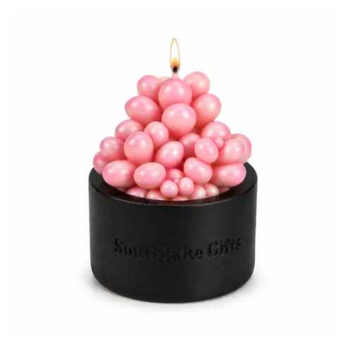 SOUTHLAKE GIFTS Pink Succulent Candle In Concrete Vessel - Pink Moonstones
