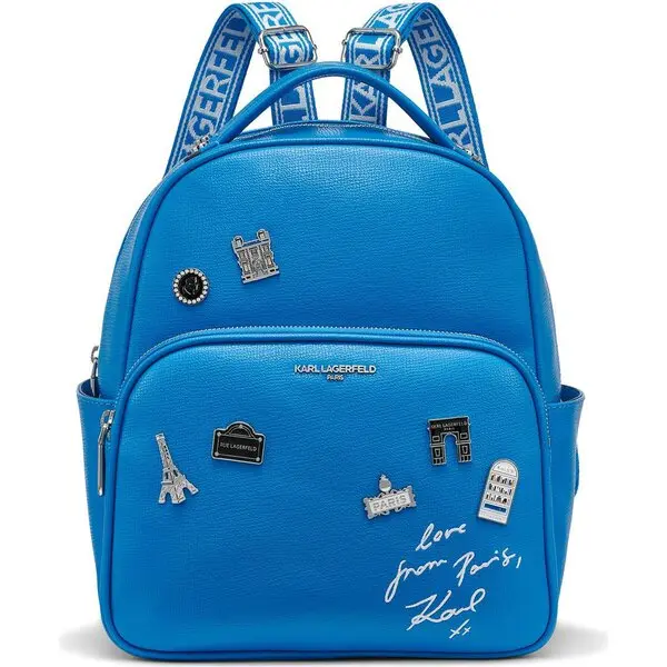 Karl Lagerfeld Blue Backpack with Face and Logo Pattern Karl Lagerfeld | Bags | Karl Lagerfeld Blue Backpack With  main image 4
