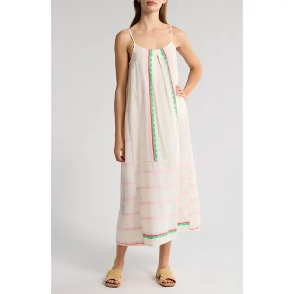 LEMLEM Nia Stripe Pleated Cotton Cover-up Slipdress - Kibebi Fragaria