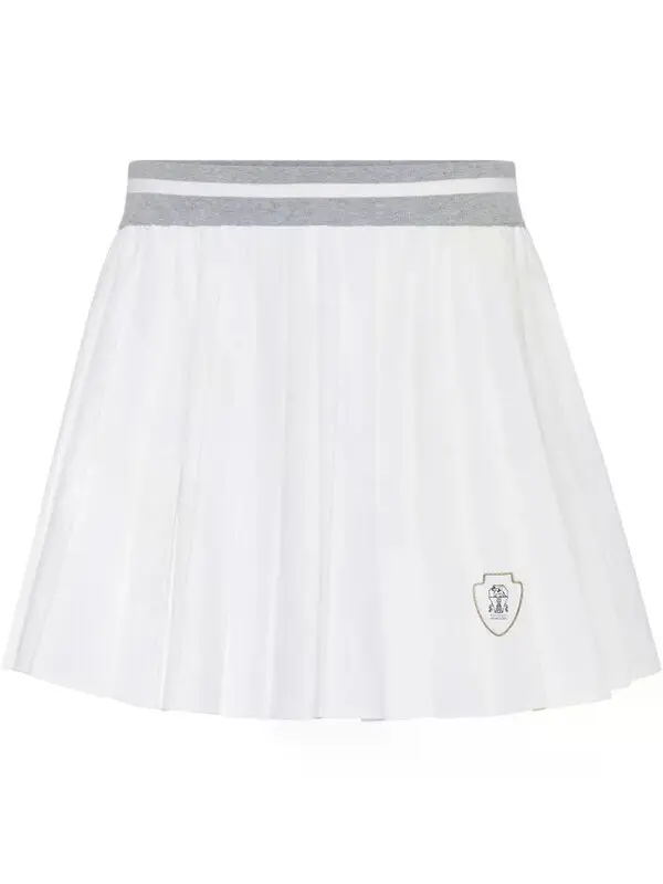 Brunello Cucinelli Pleated Mini Skirt With Logo Detail