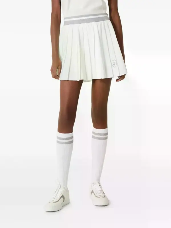 Brunello Cucinelli Pleated Mini Skirt With Logo Detail