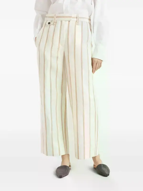 Brunello Cucinelli Striped Wide Leg Trousers