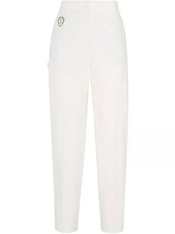 Brunello Cucinelli Tailored Trousers With Logo Patch