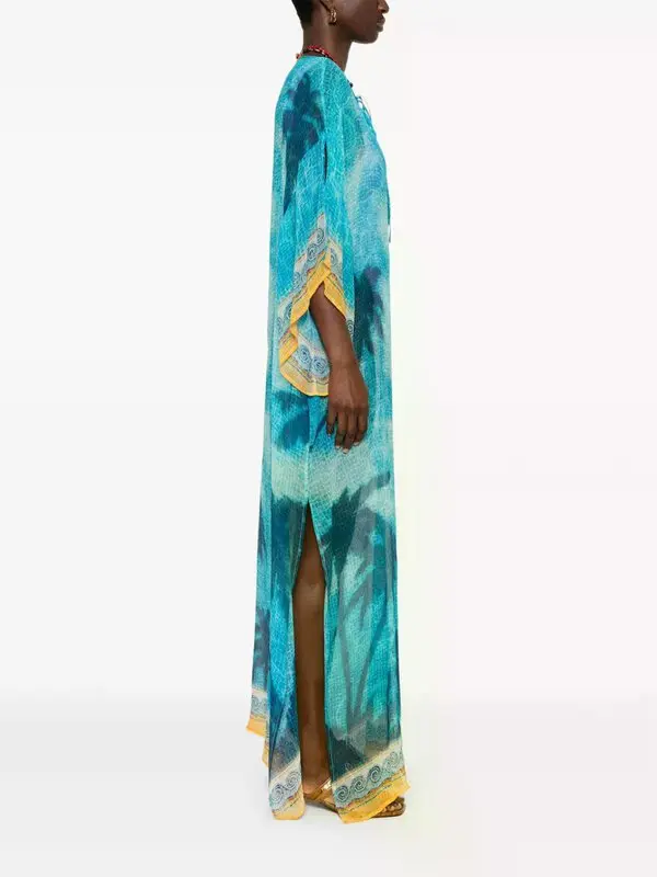 Casablanca Silk Chiffon Maxi Dress - Blue