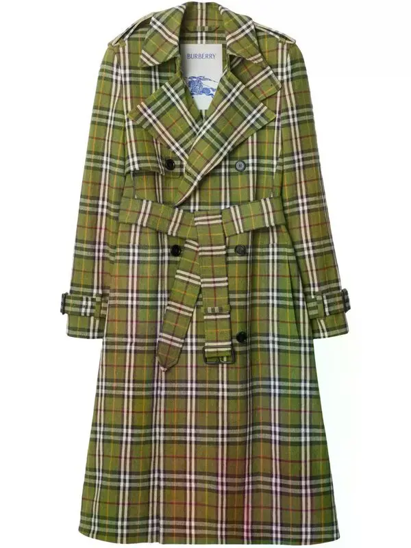 Burberry Checked Long Trench Coat