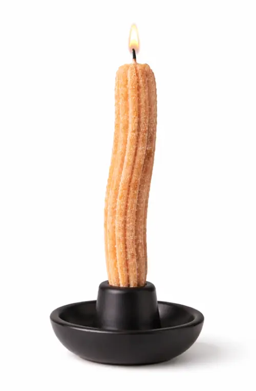 SOUTHLAKE GIFTS Churros Taper Candle Set With Holder - Churro Brown
