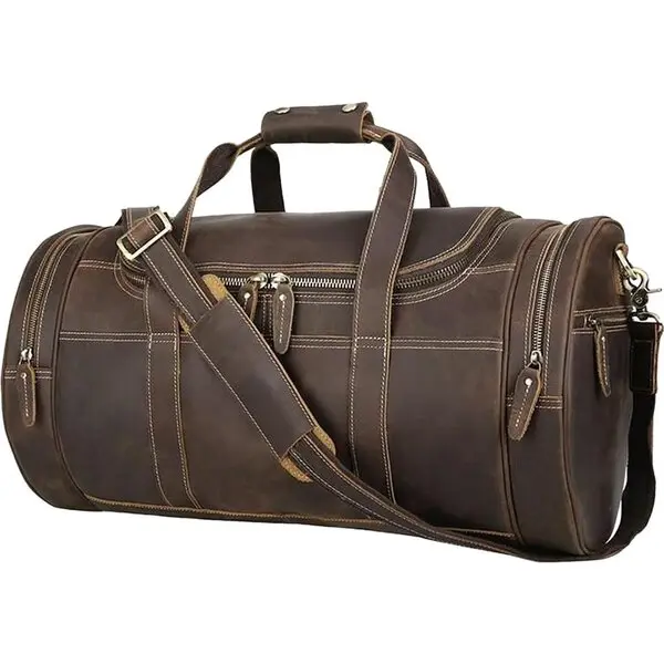 STEEL HORSE LEATHER The Wainwright Round Vintage Leather Weekender