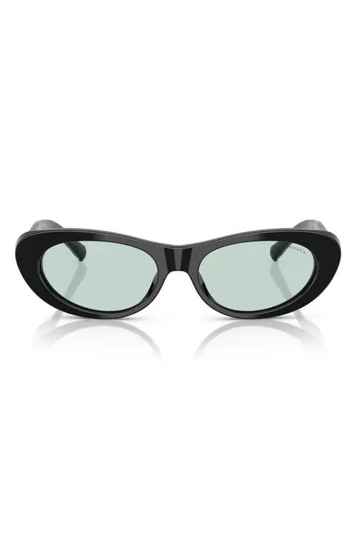 Tiffany & Co. 55mm Oval Sunglasses - Black / Light Azure