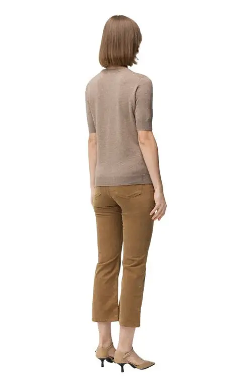 GOBI MONGOLIAN CASHMERE Crew Neck Cashmere Top - Taupe