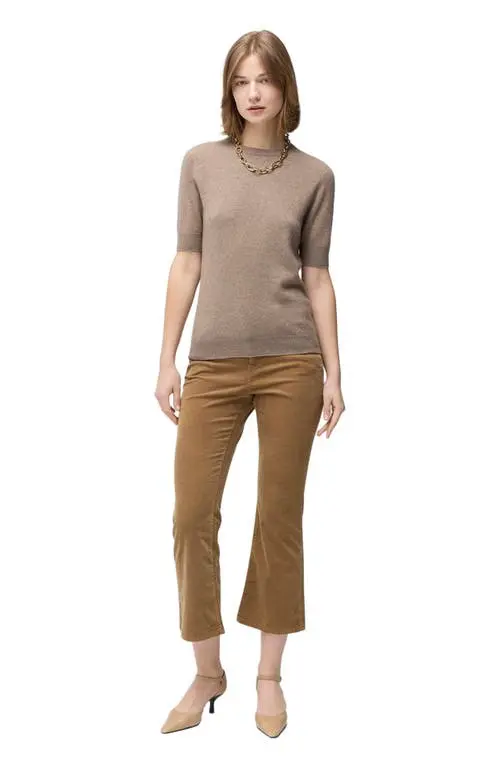 GOBI MONGOLIAN CASHMERE Crew Neck Cashmere Top - Taupe