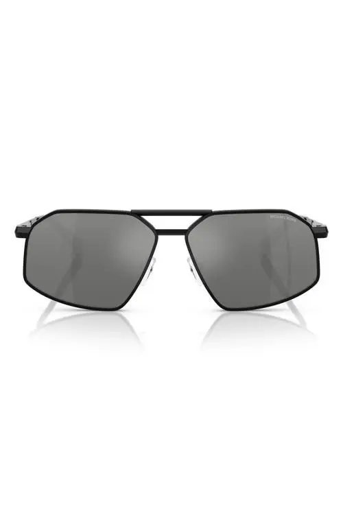 Michael Kors 60mm Irregular Sunglasses - Black Shiny / Silver Flash