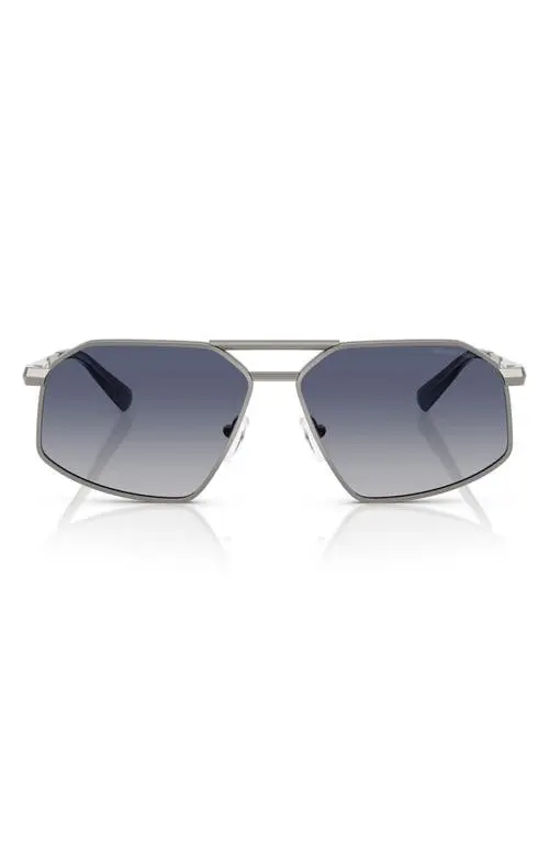 Michael Kors 60mm Irregular Sunglasses - Shiny Gunmetal / Blue Gradient