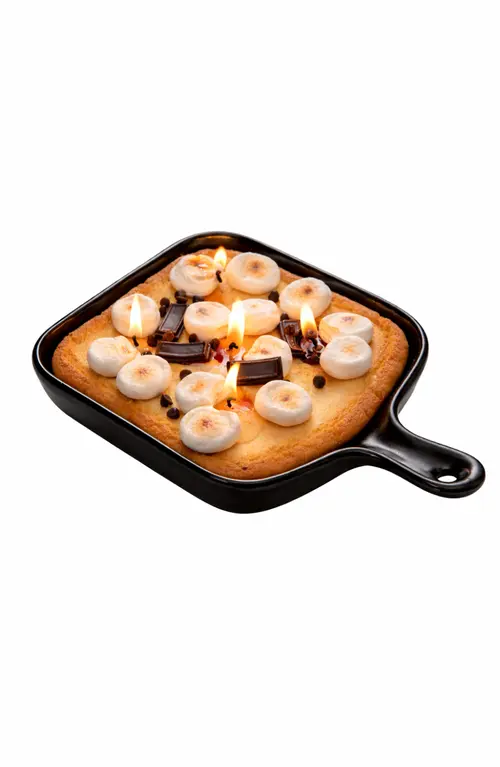 SOUTHLAKE GIFTS Skillet S'more Chocolate And Marshmallow Candle - Light Brown / White