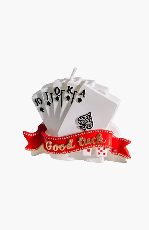 SOUTHLAKE GIFTS Lucky Poker Candle - White / Red