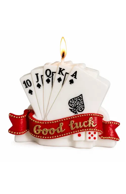 SOUTHLAKE GIFTS Poker Straight Flush Candle - White / Red