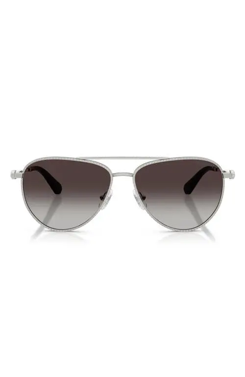 SWAROVSKI 59mm Pilot Sunglasses - Silver/gradient Grey