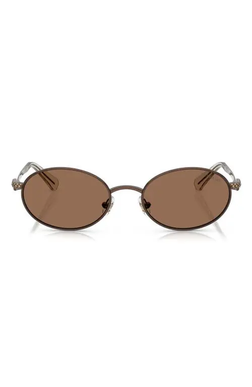 SWAROVSKI 53mm Oval Sunglasses - Brown / Dark Brown
