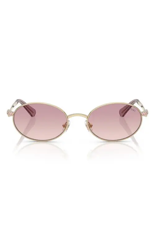 SWAROVSKI 53mm Oval Sunglasses - Pale Gold/brown Violet