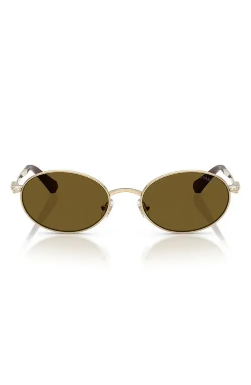 SWAROVSKI 53mm Oval Sunglasses - Pale Gold/light Brown