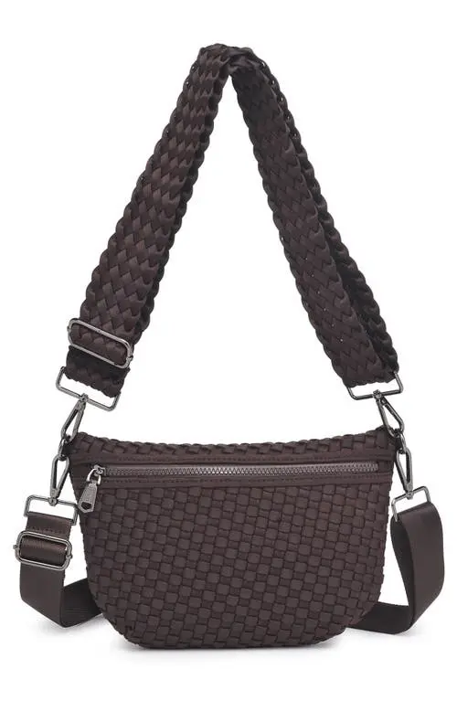 SOL AND SELENE Ethereal Woven Neoprene Crossbody Bag - Chocolate