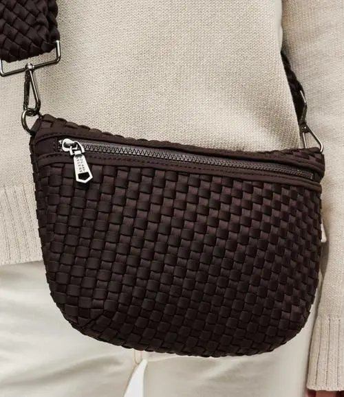 SOL AND SELENE Ethereal Woven Neoprene Crossbody Bag - Chocolate