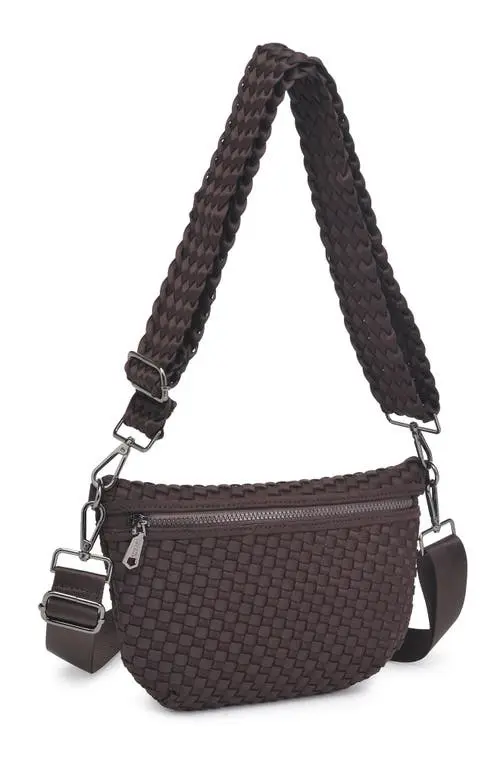 SOL AND SELENE Ethereal Woven Neoprene Crossbody Bag - Chocolate