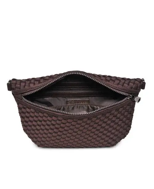 SOL AND SELENE Ethereal Woven Neoprene Crossbody Bag - Chocolate
