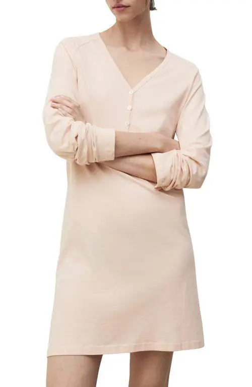 Mango Long Sleeve Cotton Nightgown - Salmon