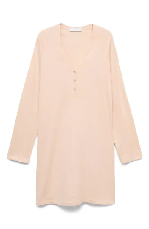 Mango Long Sleeve Cotton Nightgown - Salmon