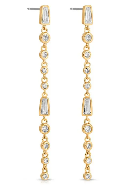 Ettika Cubic Zirconia Linear Drop Earrings - Gold