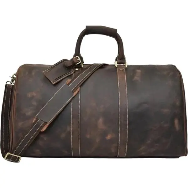STEEL HORSE LEATHER The Bjarke Weekender Duffle Bag - Dark Brown