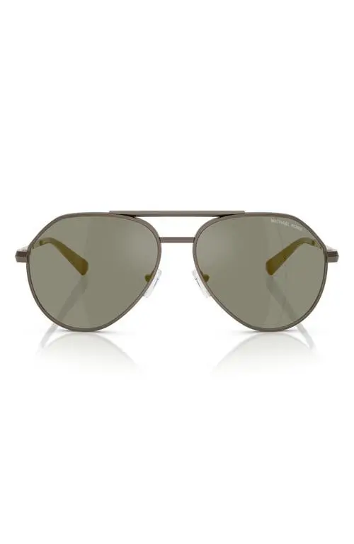 Michael Kors 60mm Pilot Sunglasses - Matte Husk / Olive Mirror