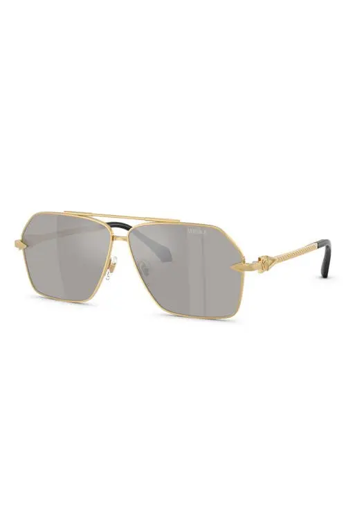 Versace 63mm Pilot Sunglasses - Gold / Light Grey Silver