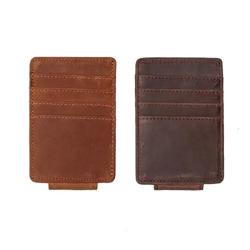 STEEL HORSE LEATHER The Walden | Handmade Leather Front Pocket Wallet With Money Clip - Dark Brown