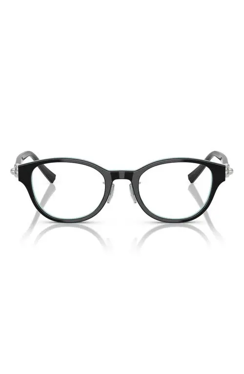 Tiffany & Co. 48mm Round Frame Eyeglasses - Black On Tiffany Blue