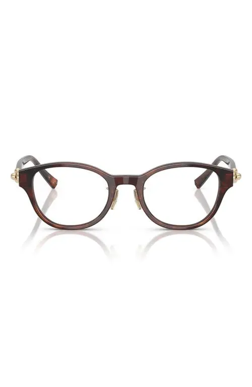 Tiffany & Co. 48mm Round Frame Eyeglasses - Spotted Brown Havana