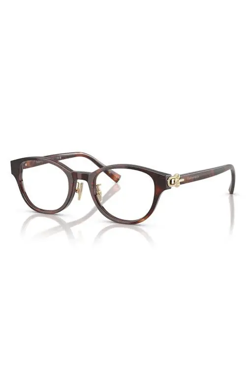 Tiffany & Co. 48mm Round Frame Eyeglasses - Spotted Brown Havana