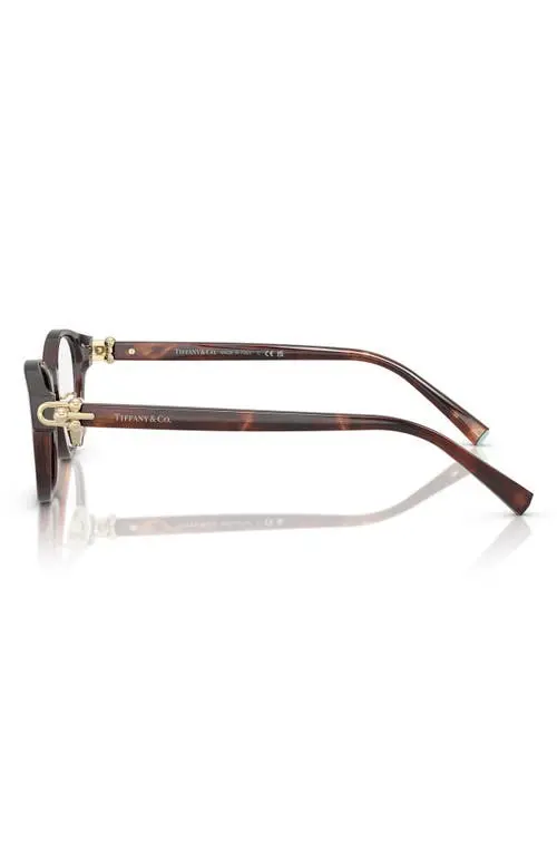 Tiffany & Co. 48mm Round Frame Eyeglasses - Spotted Brown Havana