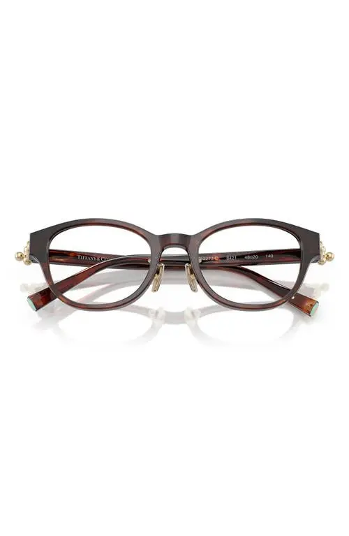 Tiffany & Co. 48mm Round Frame Eyeglasses - Spotted Brown Havana