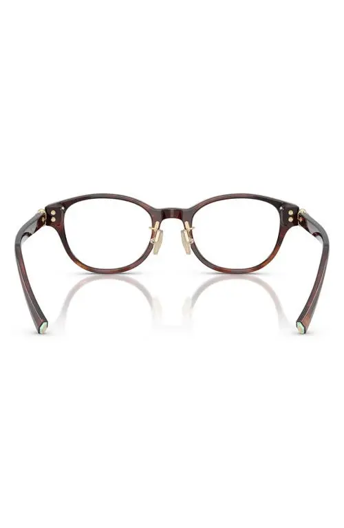 Tiffany & Co. 48mm Round Frame Eyeglasses - Spotted Brown Havana