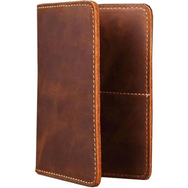STEEL HORSE LEATHER Priam Handmade Leather Passport Cover - Brown