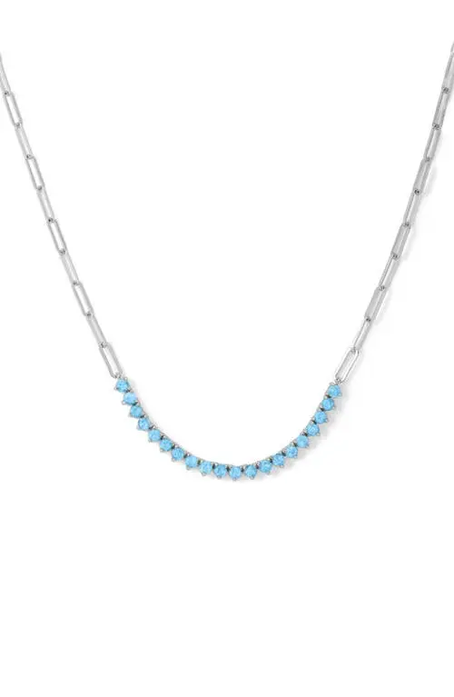 Melinda Maria Lab-created Opal Chain Necklace - Silver-blue Opal