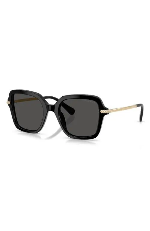 SWAROVSKI 50mm Irregular Sunglasses - Black /dark Grey
