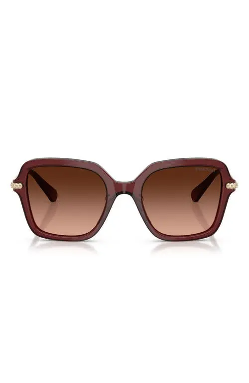 SWAROVSKI 50mm Irregular Sunglasses - Burgundy /pink /grey