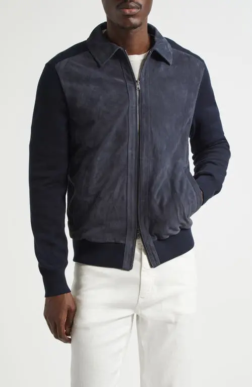 Herno Suede And Knit Bomber Jacket